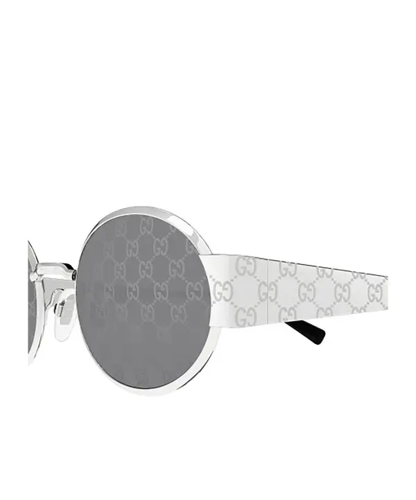 Gucci Monogrammed Oval-frame Sunglasses - Gray