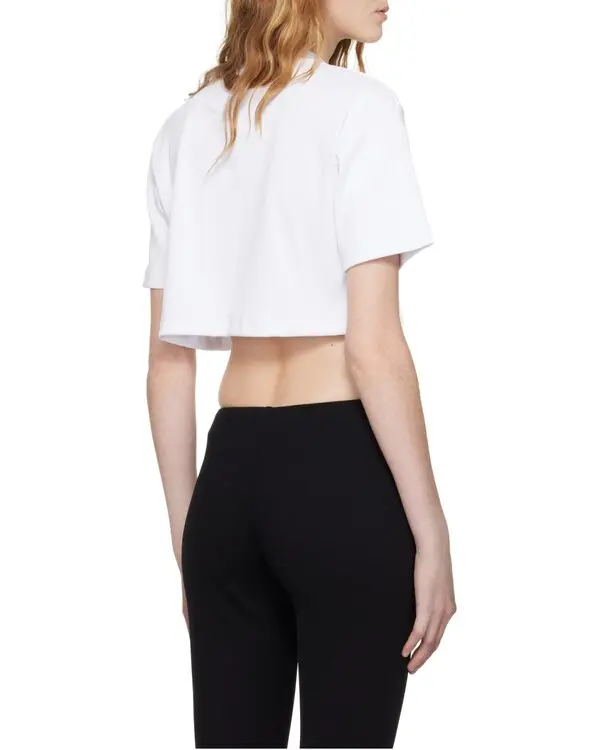 Off-White Off Stamp Ribbed" Cropped T-shirt - White
