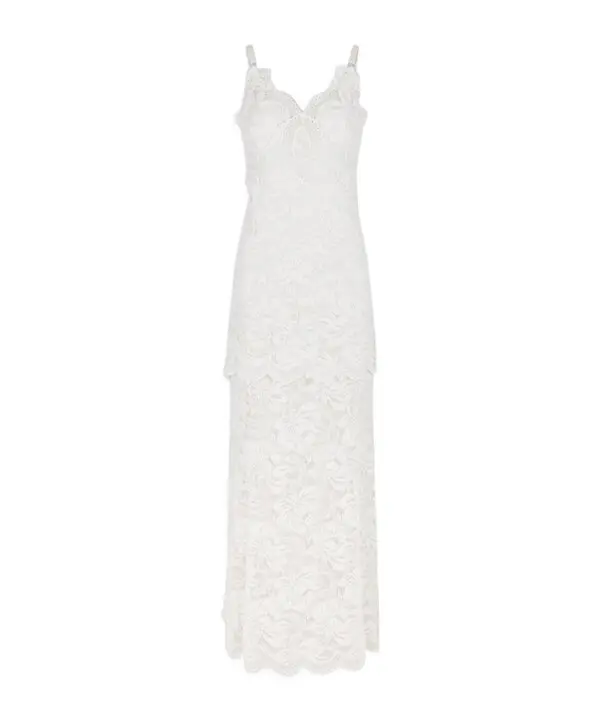 Rabanne Lace Detailed Sleeveless Maxi Dress - Ivory
