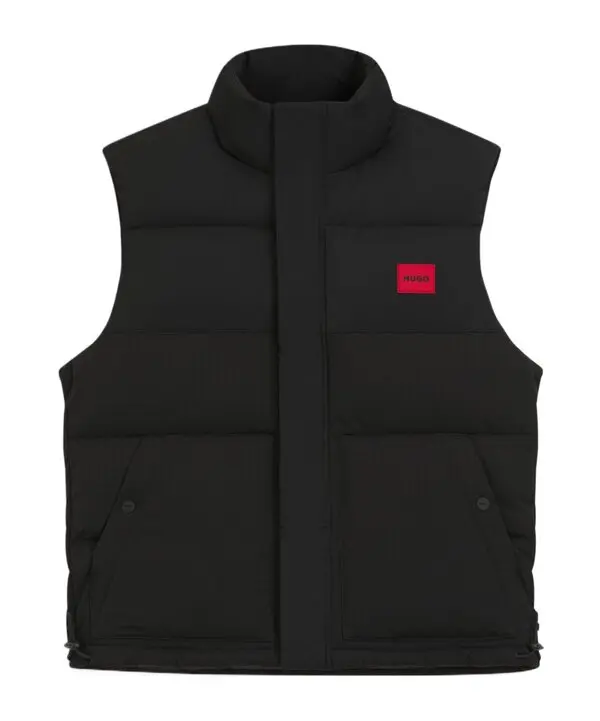 Hugo Boss Padded Gilet With Logo Badge - Black