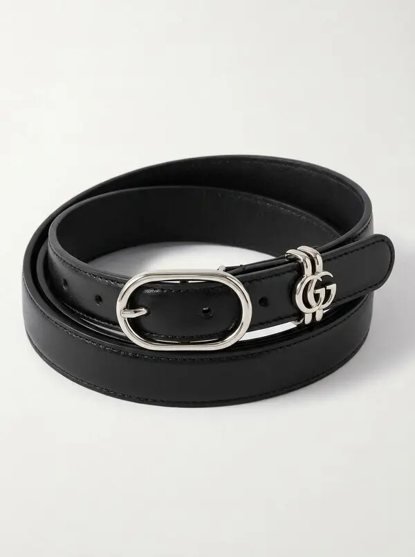 Gucci Belt With Oval Buckle And Double G Detail - Black