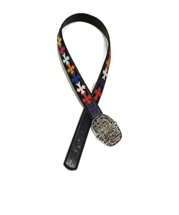 Chrome Hearts Belt With Colorful Cross Embellishments - Black