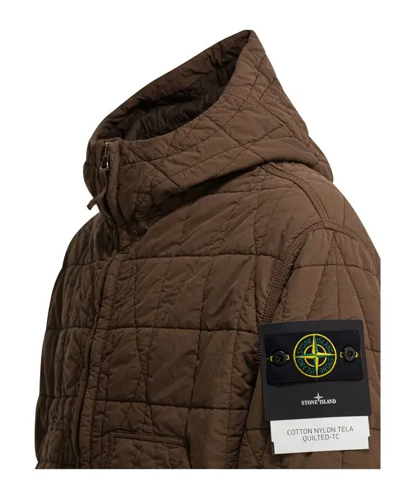 Stone Island Quilted Down Jacket With Detachable Badge