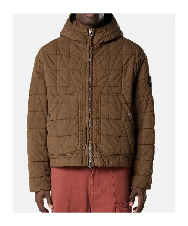 Stone Island Quilted Down Jacket With Detachable Badge