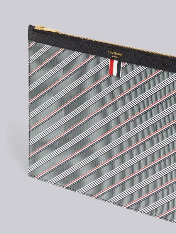 Thom Browne Striped Zip Document Clutch Bag