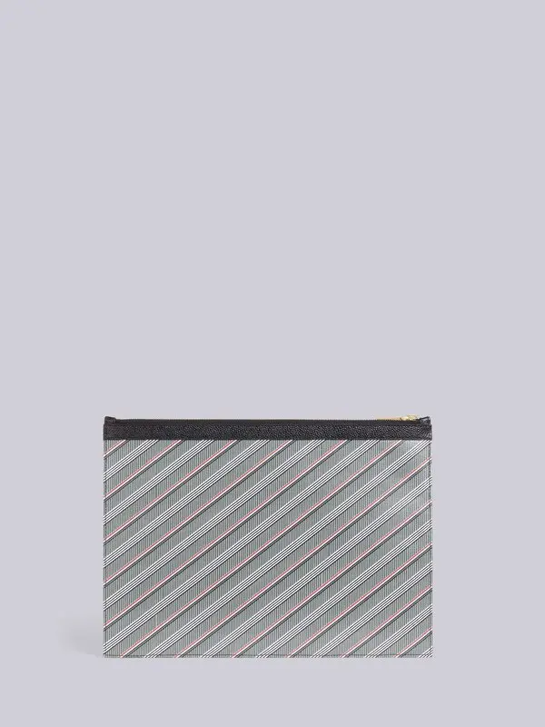 Thom Browne Striped Zip Document Clutch Bag