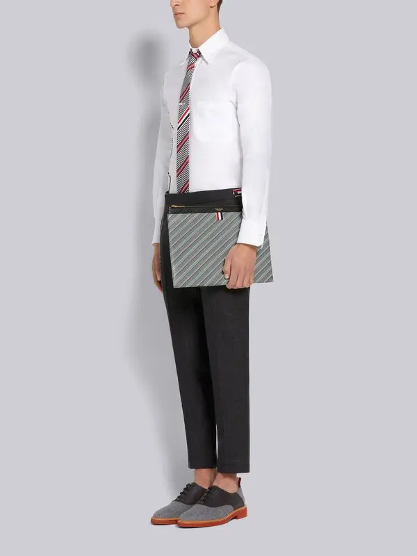 Thom Browne Striped Zip Document Clutch Bag