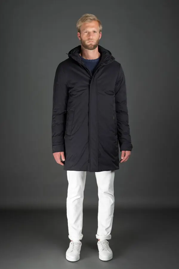 MOORER Technical Gabardine Coat With Detachable Hood