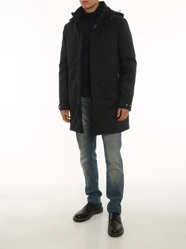 MOORER Technical Gabardine Coat With Detachable Hood