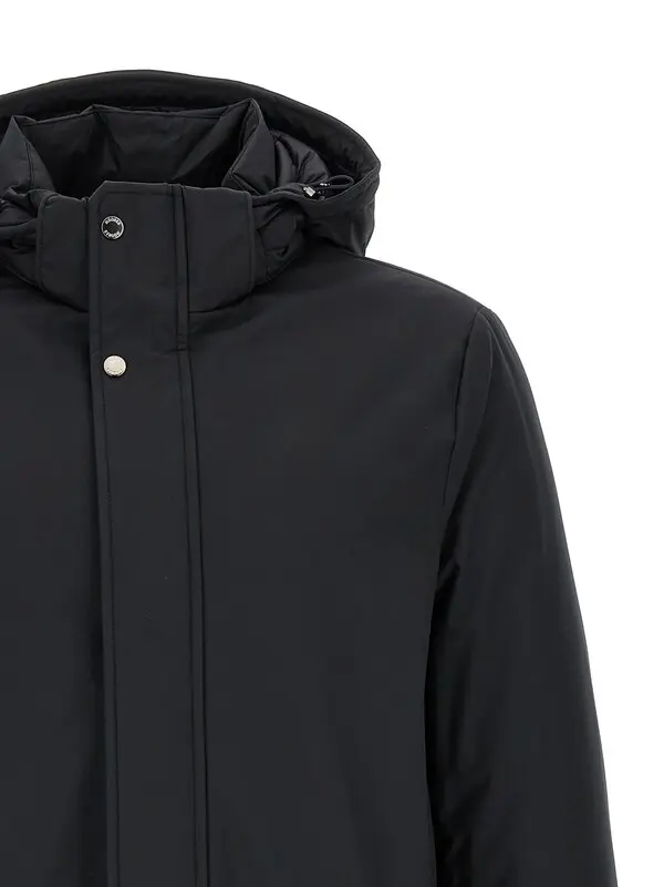 MOORER Technical Gabardine Coat With Detachable Hood