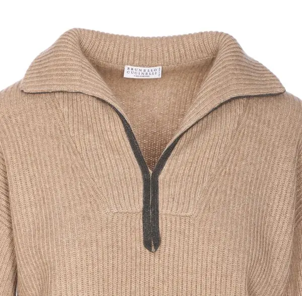 Brunello Cucinelli Ribbed Half-zip Sweater