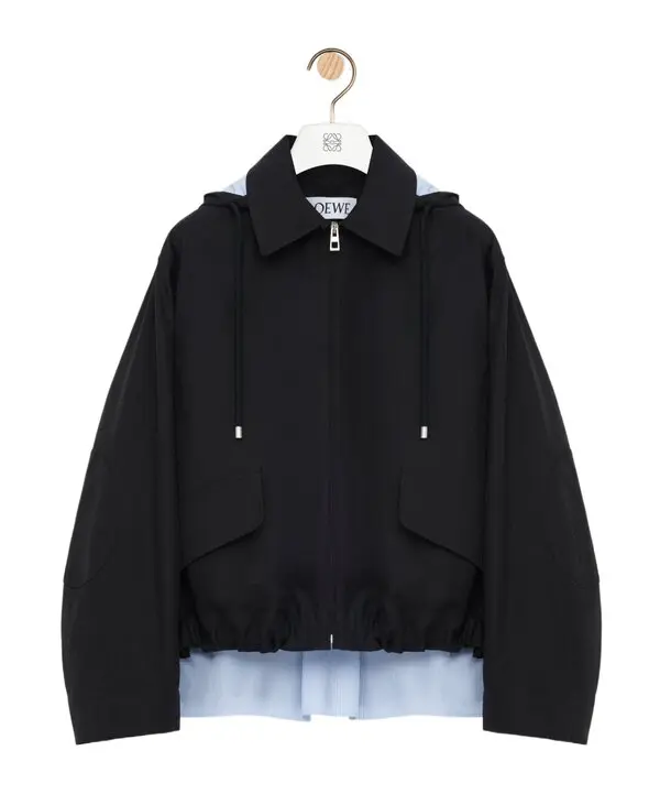 Loewe Hooded Parka In Cotton - Black