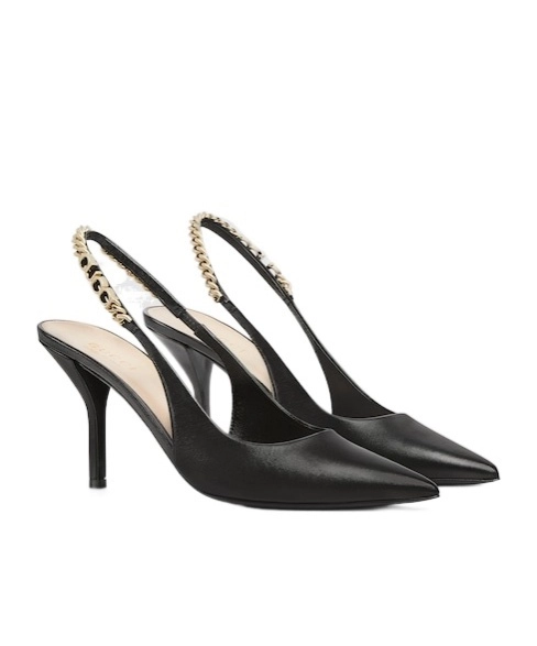 Gucci Signoria Logo Plaque Slingback Pumps