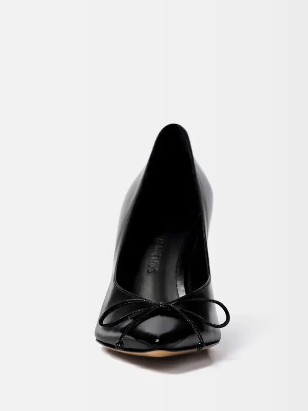 Jacquemus 80mm Bow-detail Pointed-toe Heeled Pumps - Black