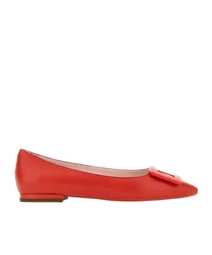 ROGER VIVIER Gommettine Pointed-toe Flats - Sunset Red