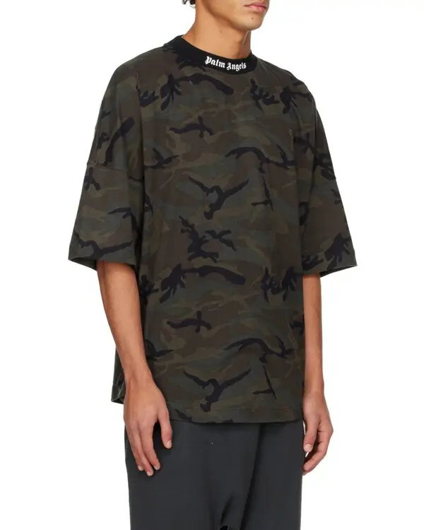 Palm Angels Camouflage Printed Crewneck T-shirt - Black