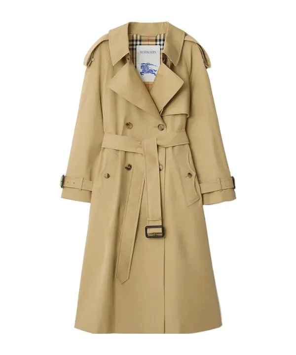 Burberry Long Fitzrovia Gabardine Trench Coat - Light Brown