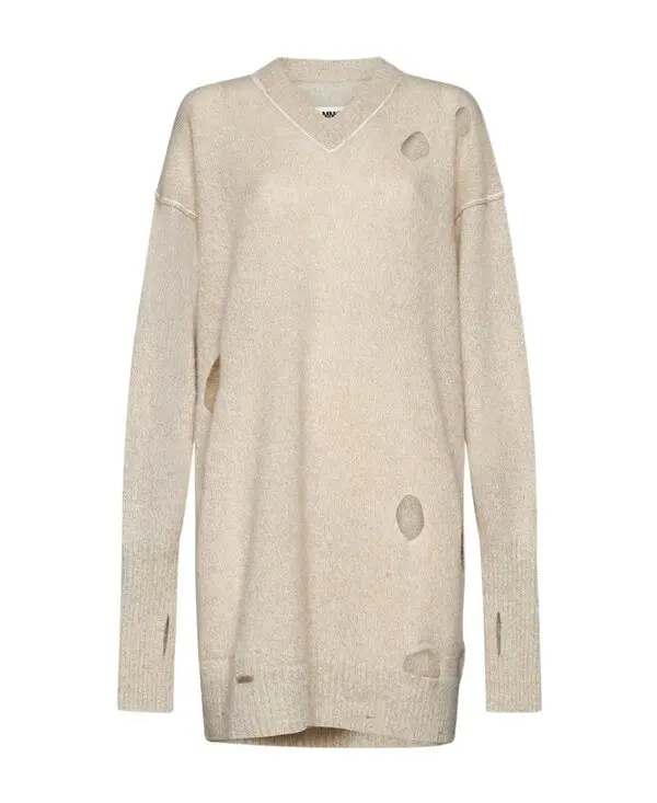 MAISON MARGIELA Distressed V-neck Sweater Dress