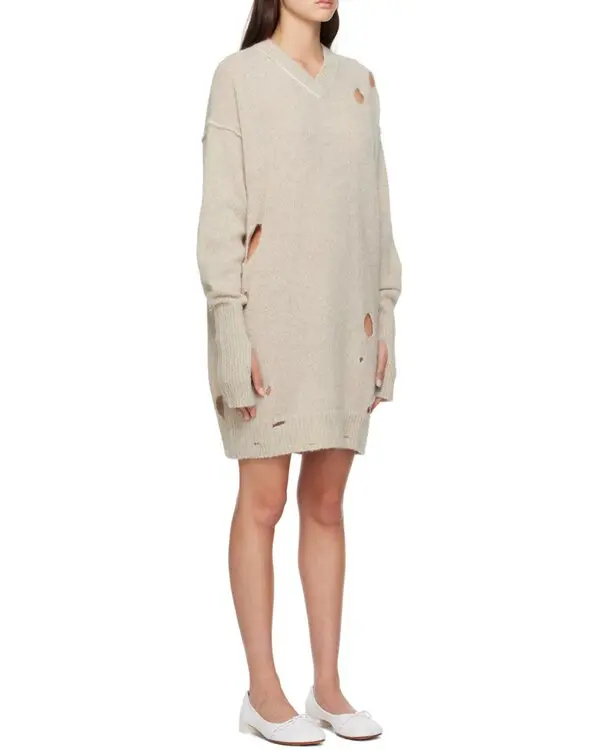 MAISON MARGIELA Distressed V-neck Sweater Dress
