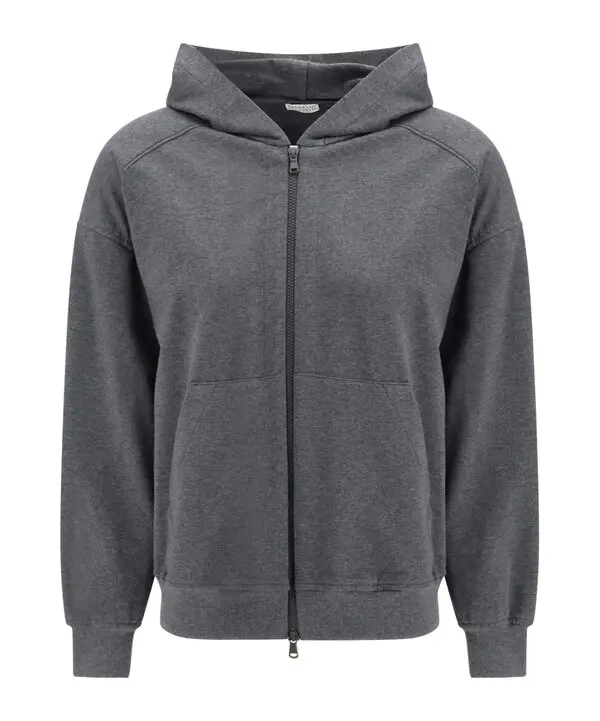Brunello Cucinelli Zip Hooded Hoodie - Grey