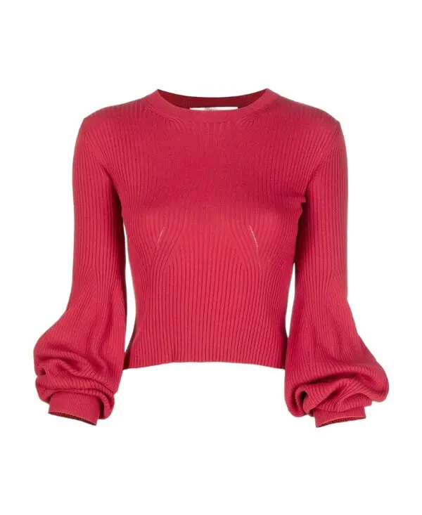 Stella McCartney Ribbed Juliet Sleeve Sweater - Red