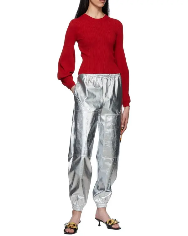 Stella McCartney Ribbed Juliet Sleeve Sweater - Red