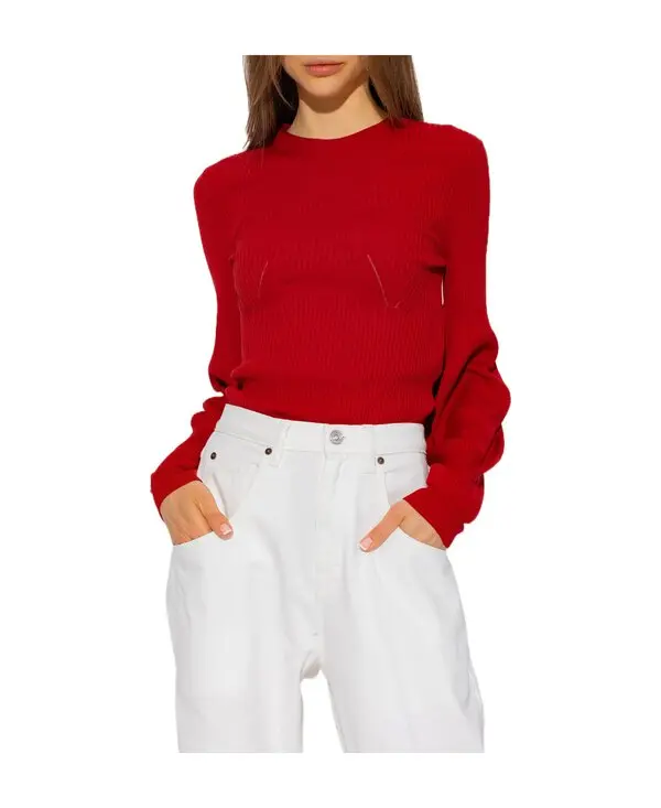 Stella McCartney Ribbed Juliet Sleeve Sweater - Red