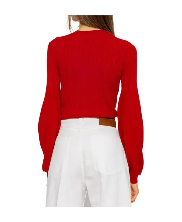 Stella McCartney Ribbed Juliet Sleeve Sweater - Red