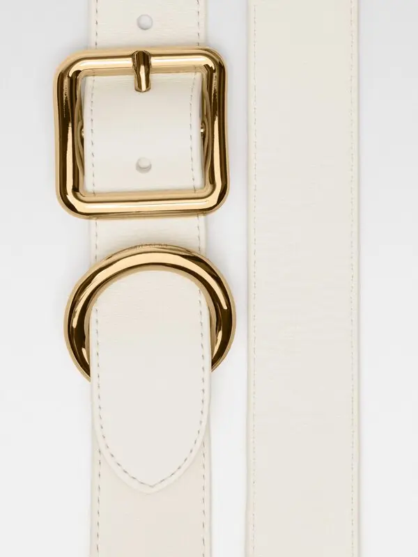 Jacquemus Geometric Buckle Leather Belt - Light Ivory
