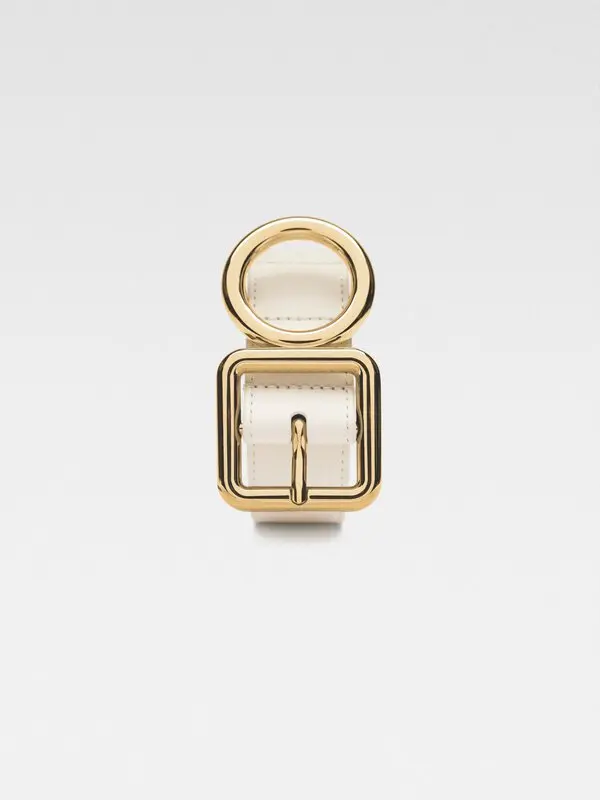Jacquemus Geometric Buckle Leather Belt - Light Ivory