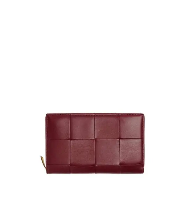 Bottega Veneta Intrecciato Leather Purse - Red