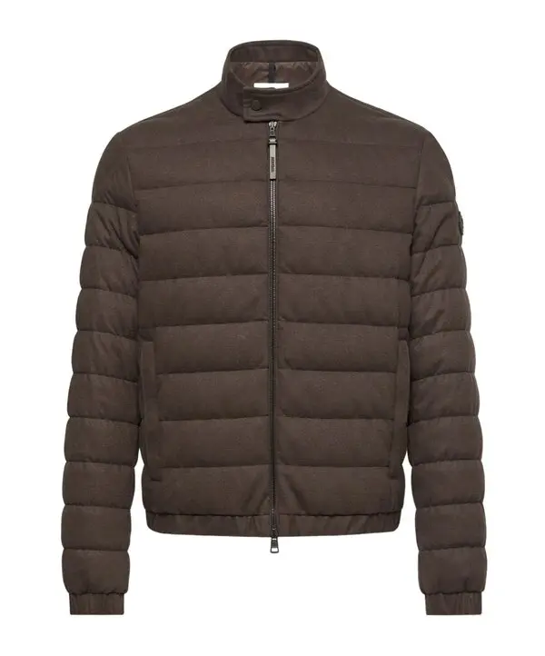 Moncler Luray Cashmere Blend Short Down Jacket - Brown
