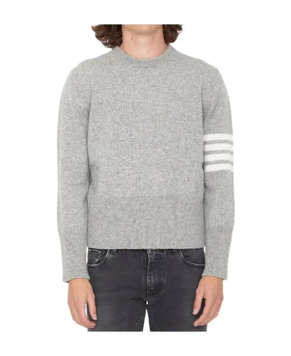 Thom Browne 4-bar Crew Neck Jumper - Light Gray