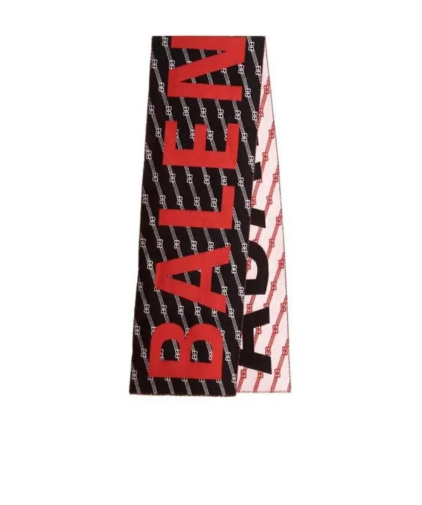 Balenciaga Jacquard Logo Scarf - Black