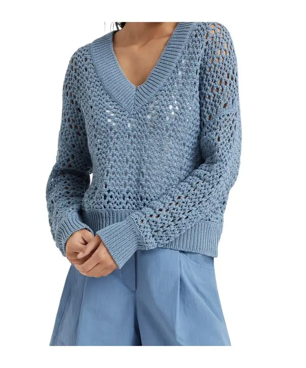Brunello Cucinelli V-neck Mesh Knit Jumper