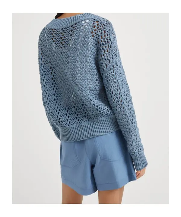 Brunello Cucinelli V-neck Mesh Knit Jumper