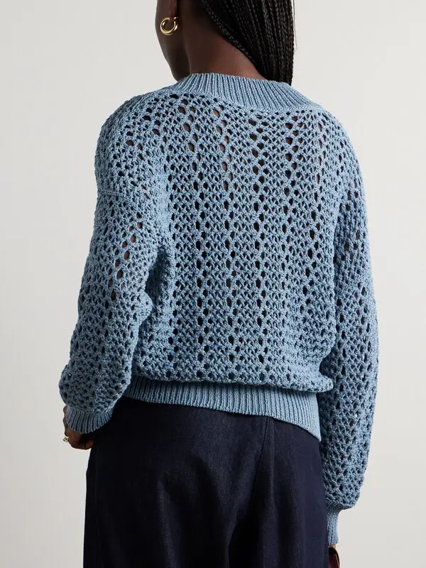 Brunello Cucinelli V-neck Mesh Knit Jumper
