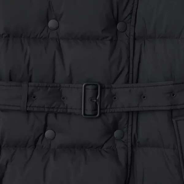 Burberry Short Hooded Puffer Coat With B-belt - Black