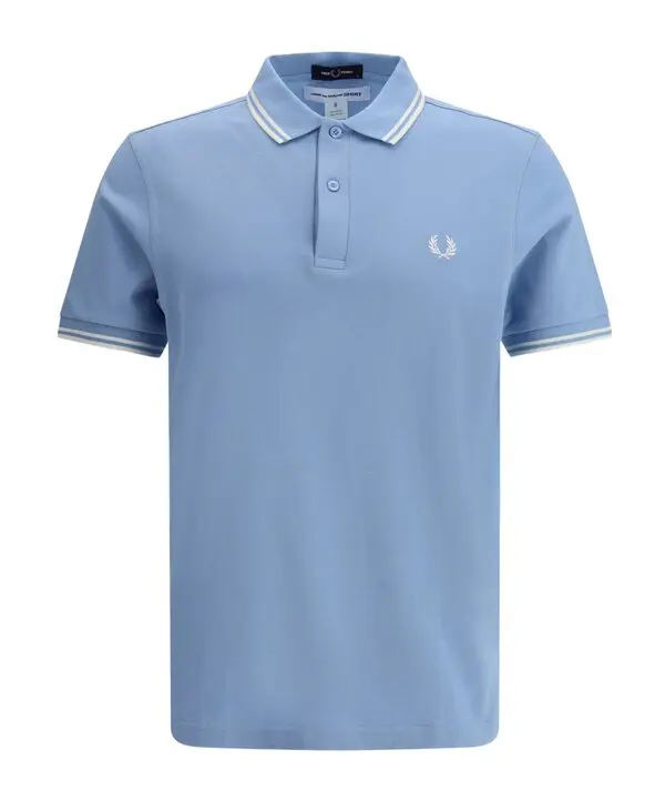 Comme Des Garçons X Fred Perry Text-printed Polo Shirt - Blue