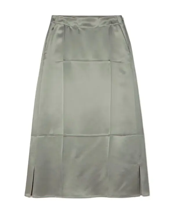 Loewe Satin Slip Midi Skirt - Gray