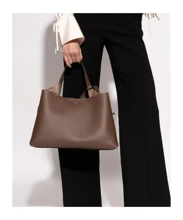 TOD'S Logo Embossed Tote Bag - Brown