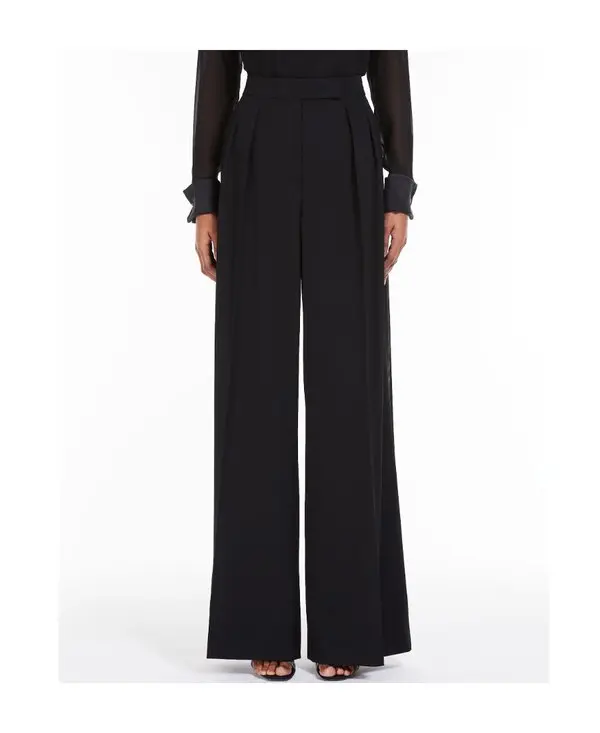 Max Mara High-waist Wide-leg Pleated Trousers - Black