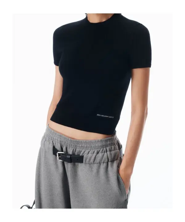 Alexander Wang Logo Patch Crewneck Knitted T-shirt - Black
