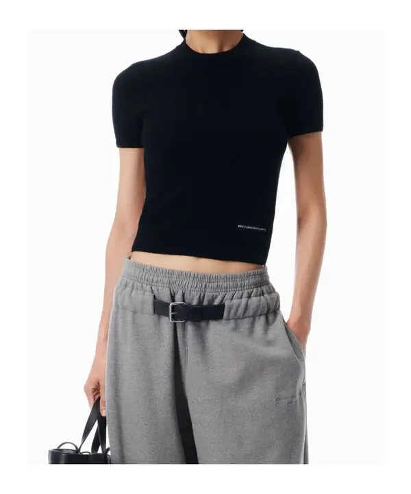 Alexander Wang Logo Patch Crewneck Knitted T-shirt - Black