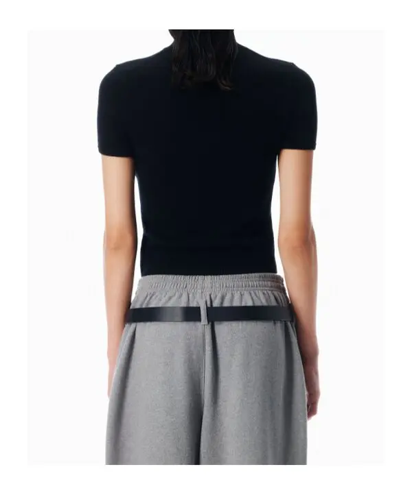 Alexander Wang Logo Patch Crewneck Knitted T-shirt - Black