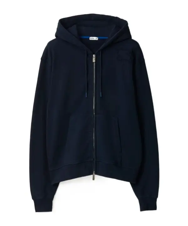 Burberry Ekd Motif Zip-up Hoodie - Navy Blue