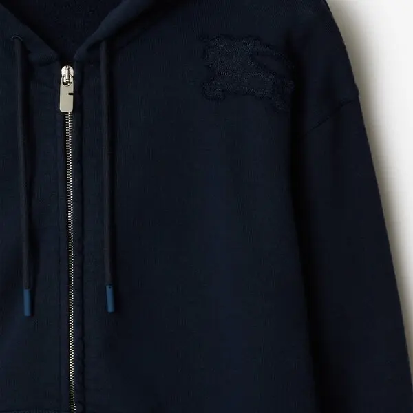 Burberry Ekd Motif Zip-up Hoodie - Navy Blue