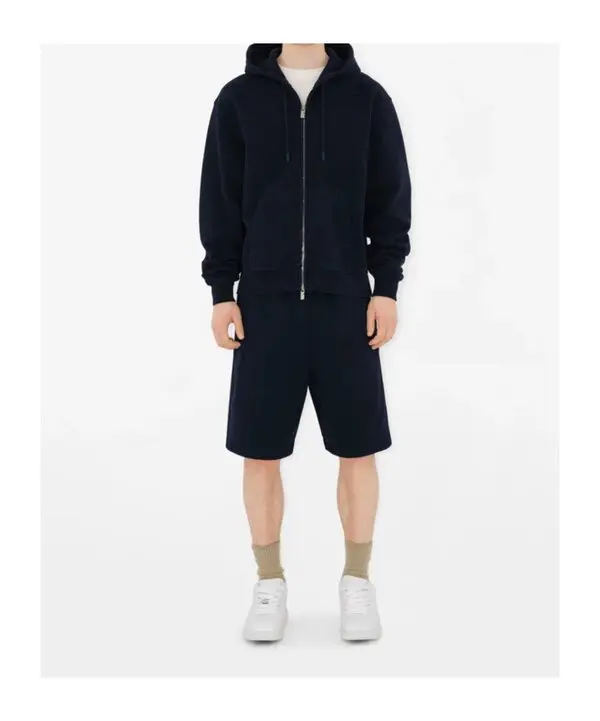 Burberry Ekd Motif Zip-up Hoodie - Navy Blue