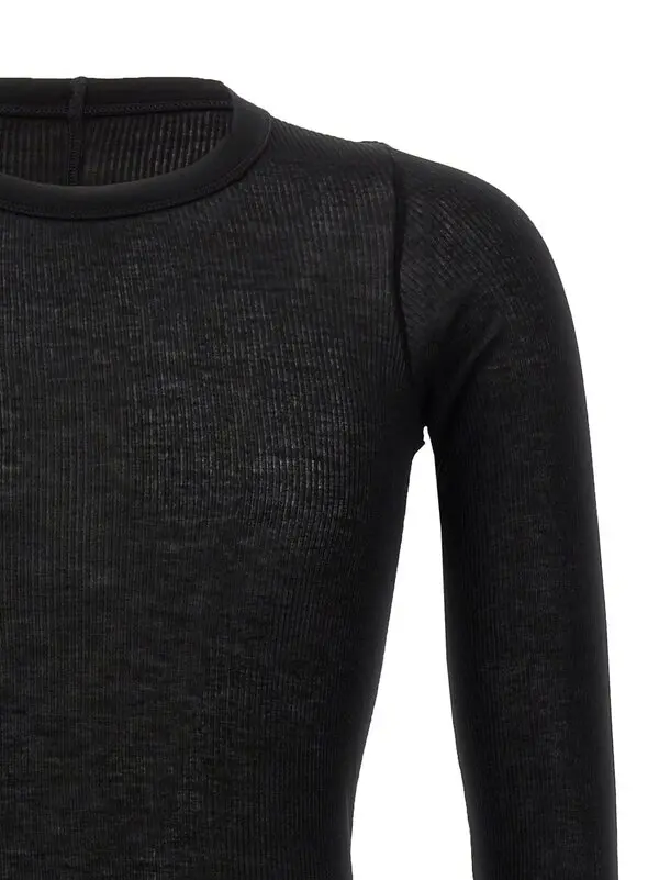 Rick Owens Long Sleeved Knitted T-shirt - Black