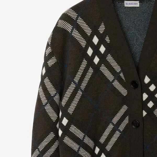 Burberry Checked V-neck Buttoned Cardigan